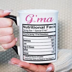 Cottage Creek G-ma Mug, Large 16oz. Ceramic Gma Coffee Mug, G'ma Grandma Gifts