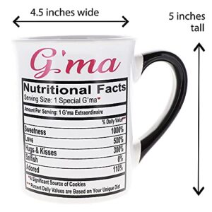 Cottage Creek G-ma Mug, Large 16oz. Ceramic Gma Coffee Mug, G'ma Grandma Gifts