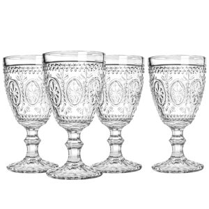 Bekith Classic Goblet Party Glasses, Wine Glasses Goblets, Iced Tea Glasses, Beverage Stemmed Glass Cups, 12 Ounce, Set of 4