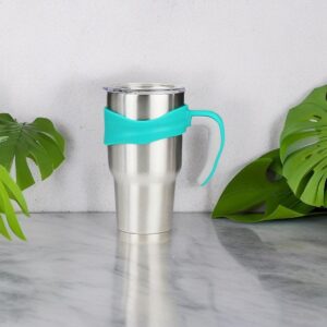 30 oz Tumbler Handle, Anti Slip Travel Mug Grip Cup Holder for Stainless Steel Tumblers, Suitable for Trail, Sic, Yeti, Ozark and More 30 Ounce Tumbler Mugs (Turquoise)