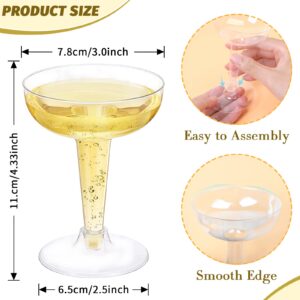 AOBOPLE 75 Pack Plastic Champagne Coupe, 4 Oz Plastic Party Champagne Cups, Stackable Stemmed Glasses Plastic Coupe for Party, Wedding, Celebration