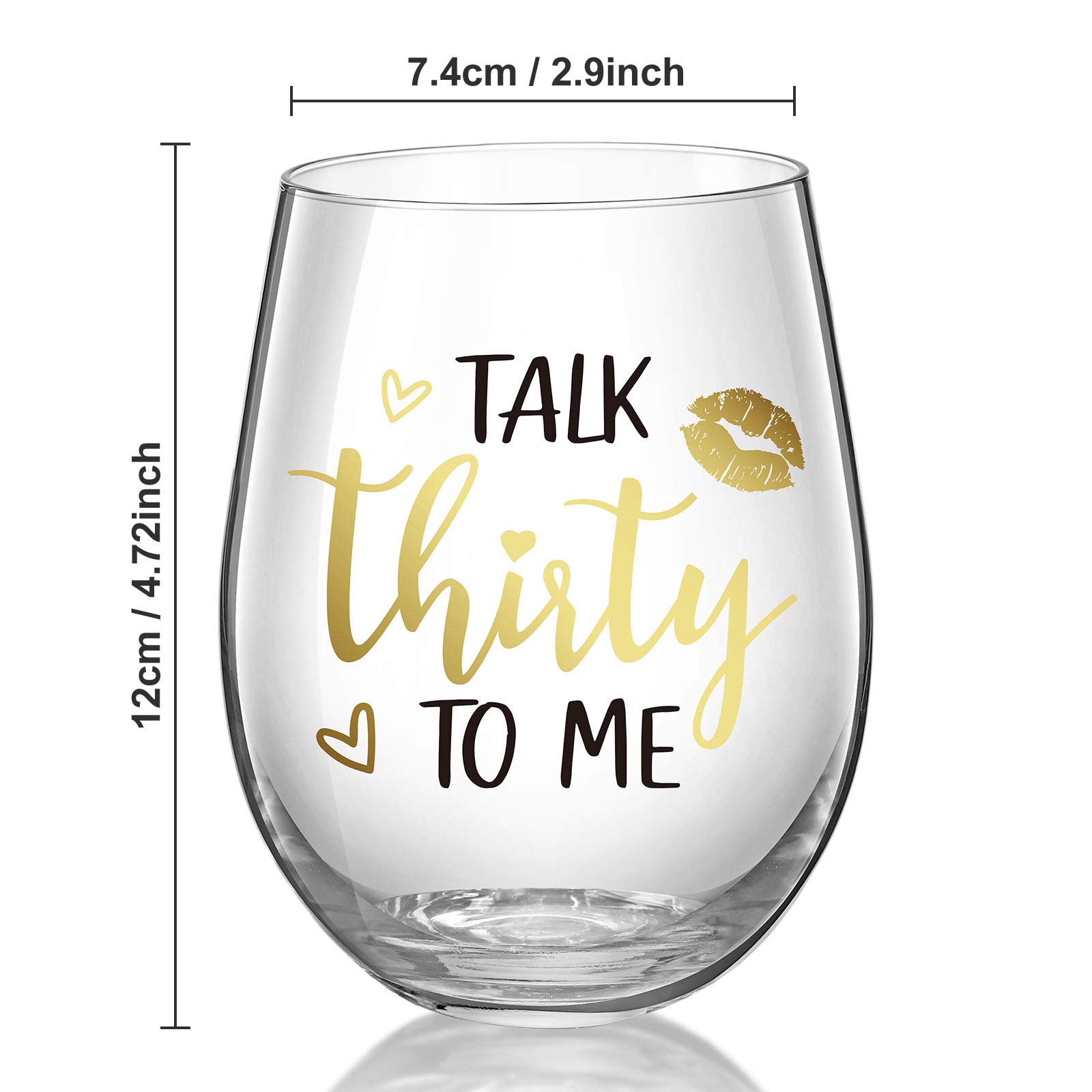 Talk Thirty To Me Wine Glass 30th Birthday Stemless Wine Glass Black Stemless Glass Cups Dirty 30 Birthday Present for Women Men Friends Thirty Birthday Present Wedding Anniversary Party Favors, 17 Oz