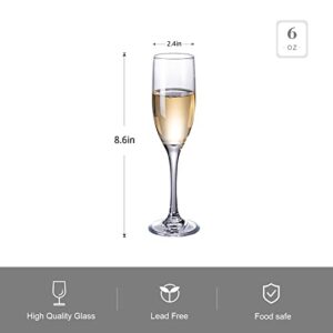 SUNNOW Vastto 6 Ounce Classic Champagne Flute Glass,for Wedding and Party,Set of 12