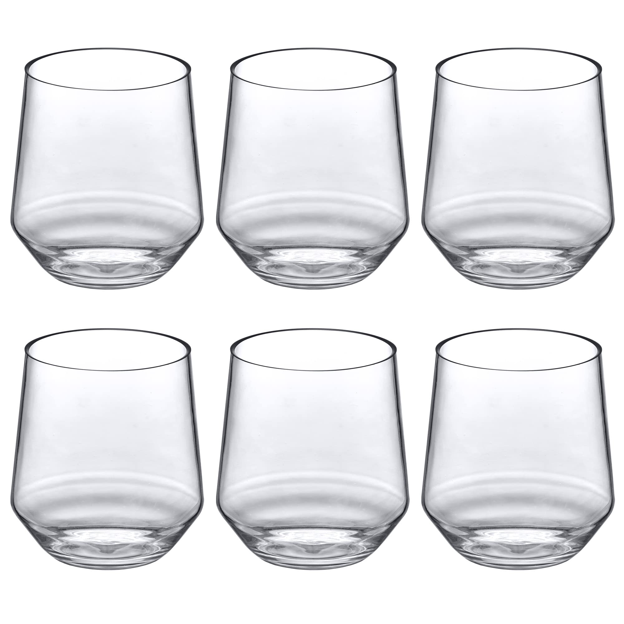 Amazing Abby - Sammy - 14-Ounce Unbreakable Tritan Wine Glasses (Set of 6), Plastic Stemless Wine Tumblers, Reusable, BPA-Free, Dishwasher-Safe, Perfect for Poolside, Outdoors, Camping, and More