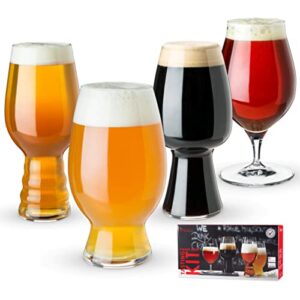 spiegelau craft beer tasting kit glasses, european-made lead-free crystal, modern beer glasses, dishwasher safe, professional quality tasting glass gift set (craft - set of 4)