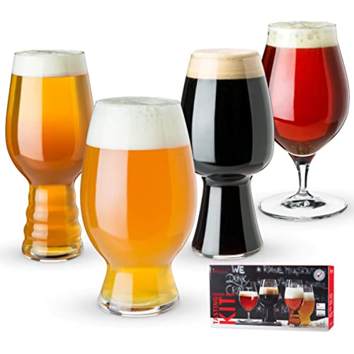 Spiegelau Craft Beer Tasting Kit Glasses, European-Made Lead-Free Crystal, Modern Beer Glasses, Dishwasher Safe, Professional Quality Tasting Glass Gift Set (Craft - Set of 4)