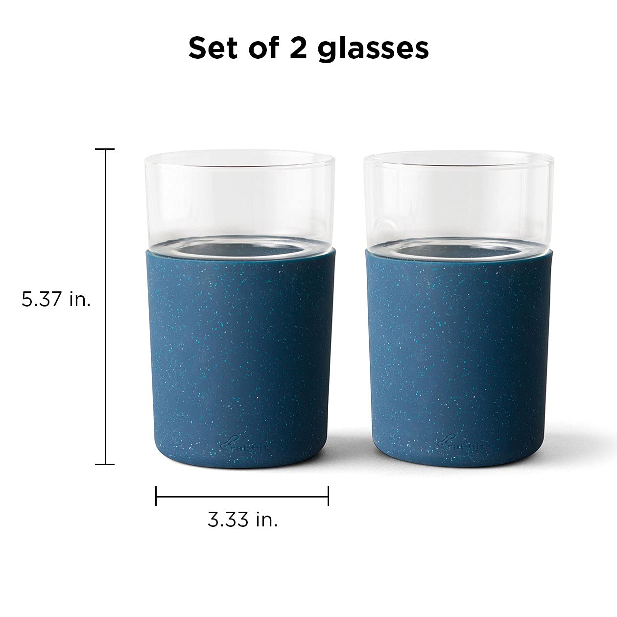 Rabbit R5-21308 Freezable Glasses, Set of 2, Speckled Navy,12 fl oz