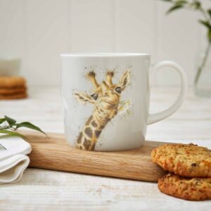 Royal Worcester Wrendale Designs Lofty Mug | 14 Ounce Large Coffee Mug with Giraffe Design | Made from Fine Bone China | Microwave and Dishwasher Safe