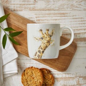 Royal Worcester Wrendale Designs Lofty Mug | 14 Ounce Large Coffee Mug with Giraffe Design | Made from Fine Bone China | Microwave and Dishwasher Safe