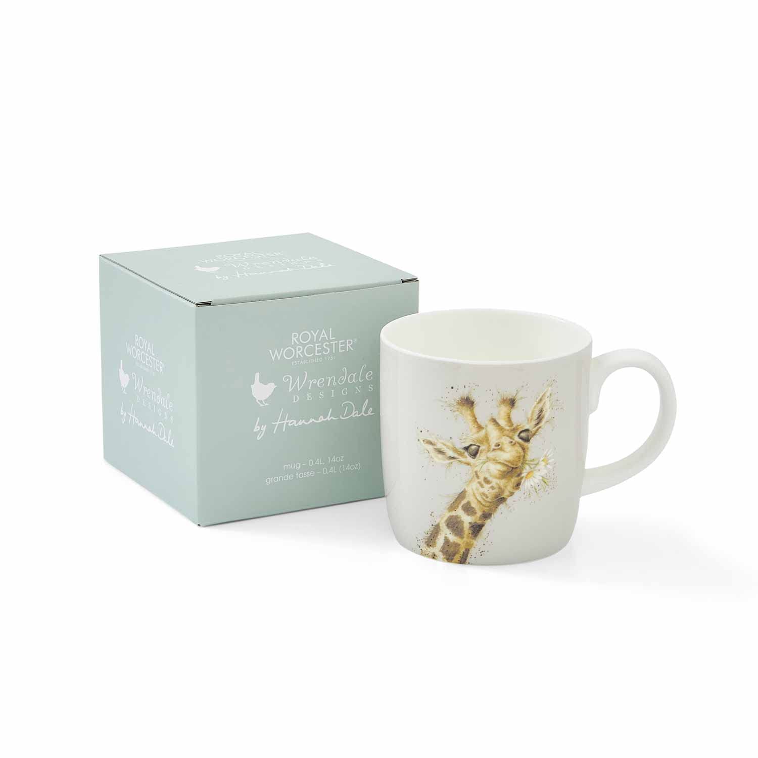 Royal Worcester Wrendale Designs Lofty Mug | 14 Ounce Large Coffee Mug with Giraffe Design | Made from Fine Bone China | Microwave and Dishwasher Safe