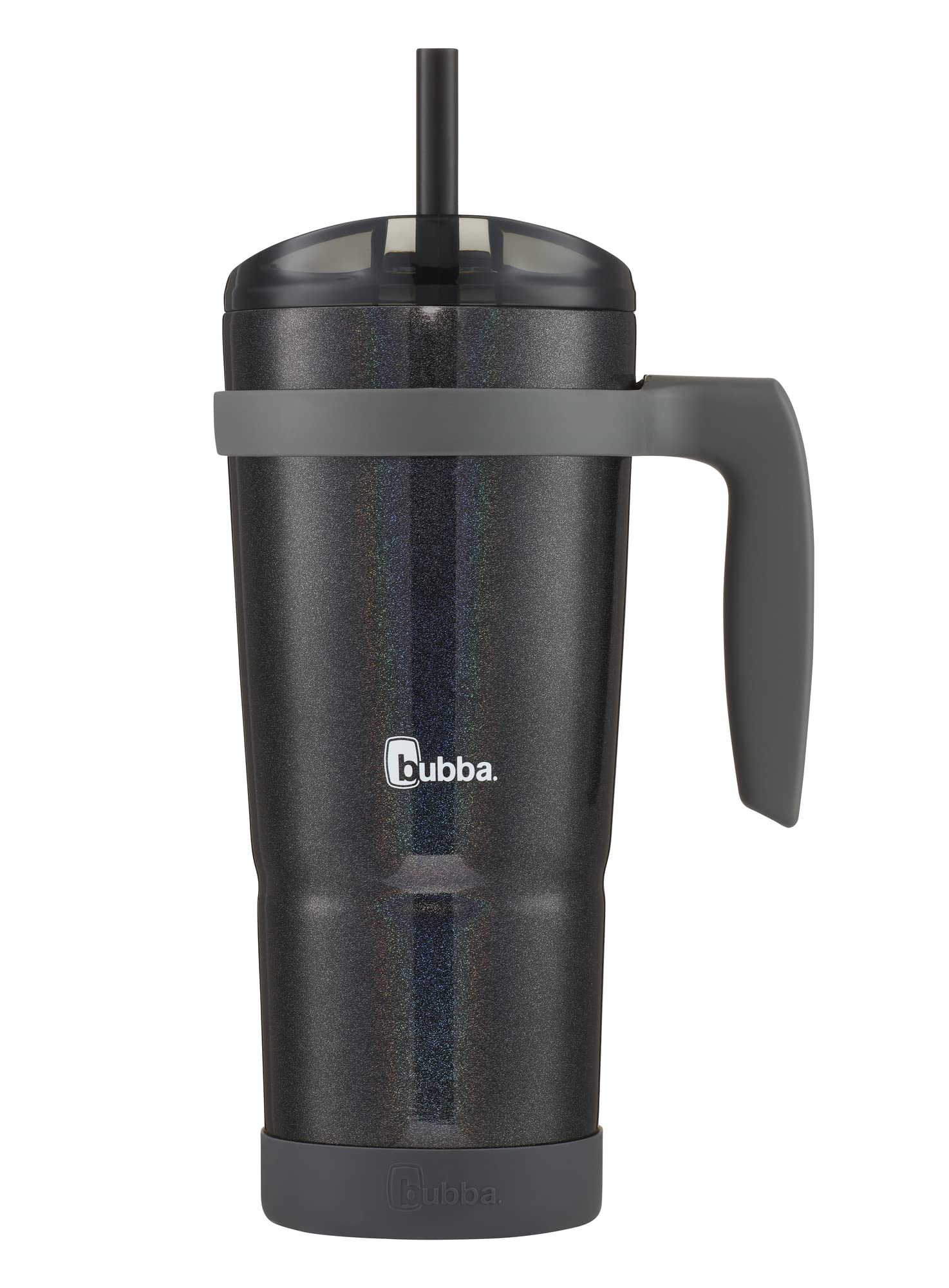 Bubba Brands Vacuum-Insulated Stainless Steel Tumbler with Lid, Straw, Removable Bumper and Handle, 32oz Reusable Iced Coffee or Water Cup, BPA-Free Travel Tumbler, Licorice Iridescent