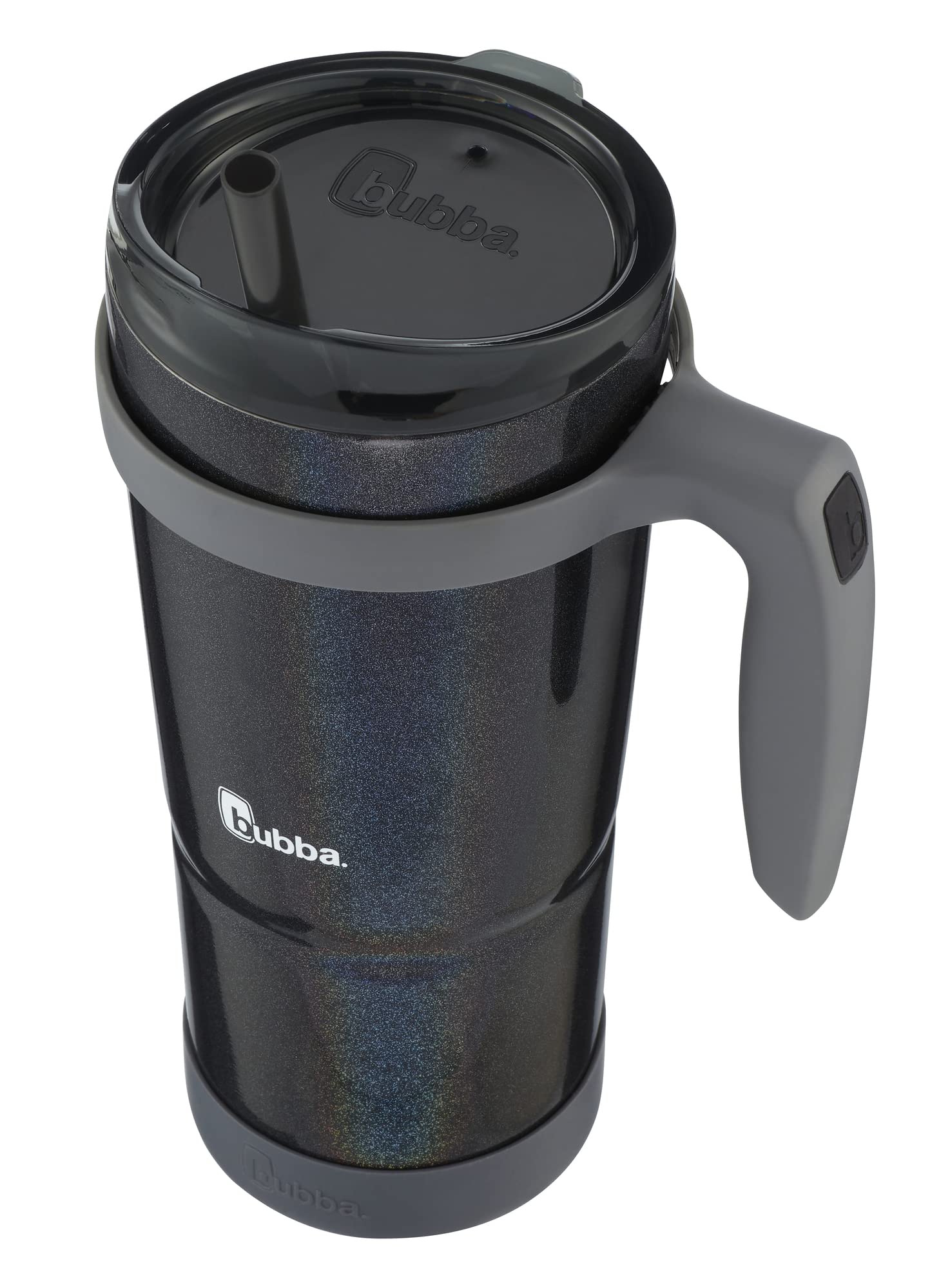 Bubba Brands Vacuum-Insulated Stainless Steel Tumbler with Lid, Straw, Removable Bumper and Handle, 32oz Reusable Iced Coffee or Water Cup, BPA-Free Travel Tumbler, Licorice Iridescent