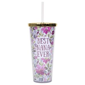 mary square best nana ever purple salem floral 24 ounce straw tumbler with goldtone lid