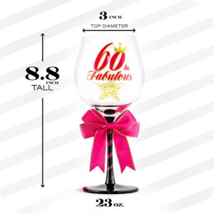 SAY HO UM 60 and Fabulous Birthday Wine Glass for Women | Fun Gift for Woman Turning Sixty Years Old | Best Friend, Sister, Grandma, Cousin, Co-Worker | Big 23 oz, 8.8 Inch Tall Wine Glass