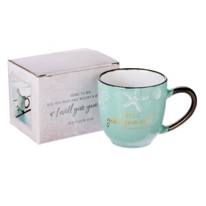 Christian Art Gifts Mug Give You Rest Green