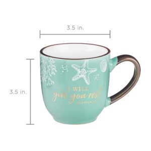 Christian Art Gifts Mug Give You Rest Green