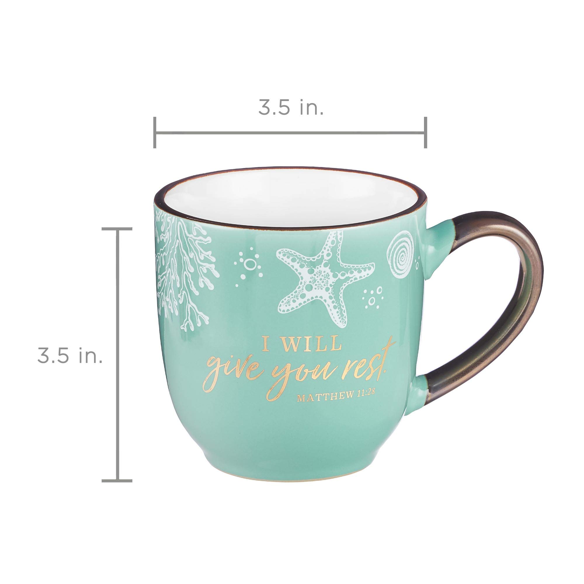 Christian Art Gifts Mug Give You Rest Green