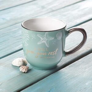 Christian Art Gifts Mug Give You Rest Green