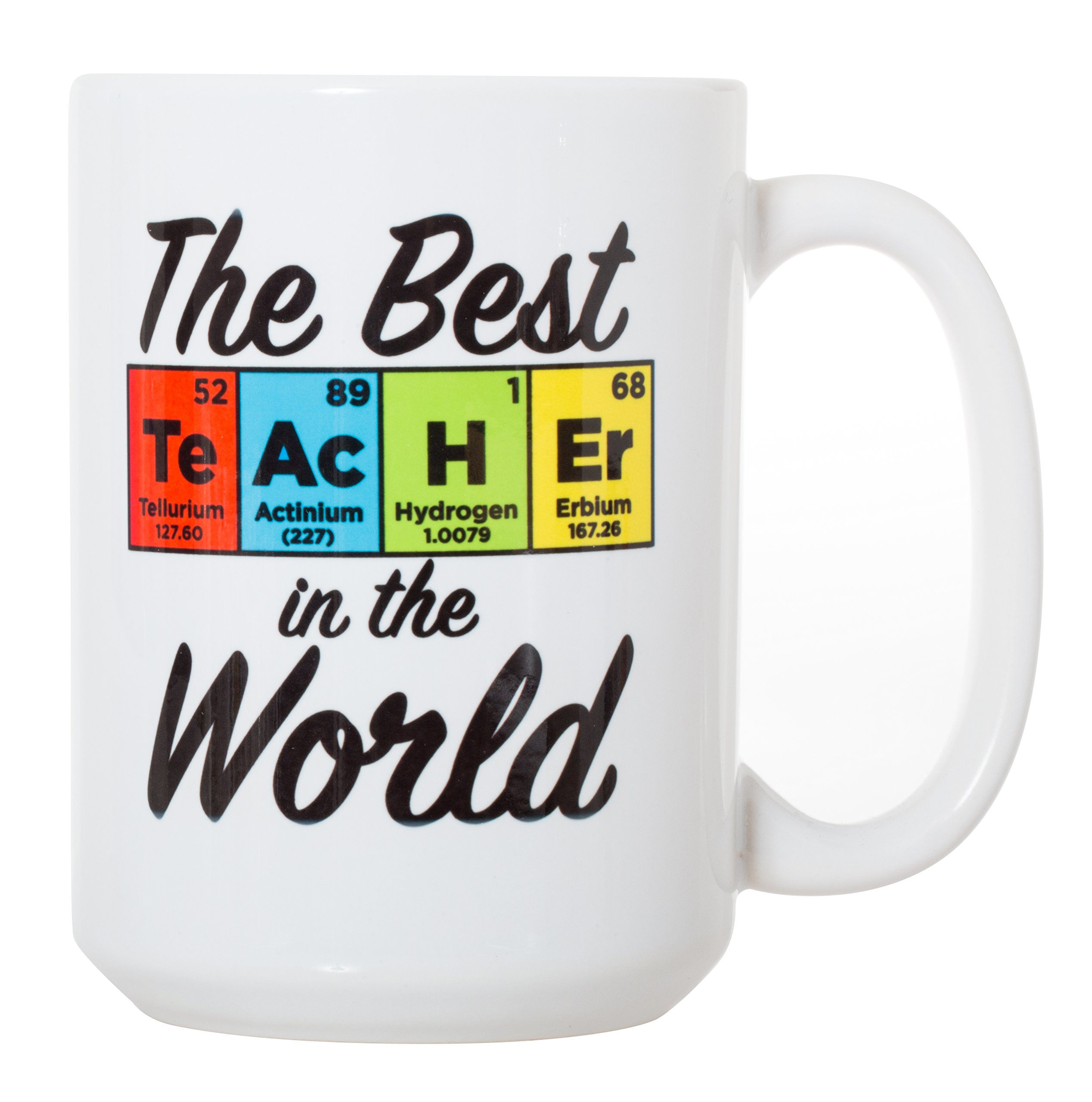 Artisan Owl The Best Teacher In The World - Periodic Table Science Teacher - 15 oz Deluxe Double-Sided Coffee Tea Mug