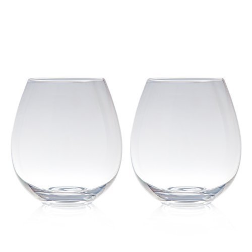 Big Betty - Premium XL Stemless Jumbo Wine Glass Set – Oversized Wine Glasses, Each Holds an Entire Whole Bottle of Wine or Champagne – Elegant Glassware Set of 2 - Clear