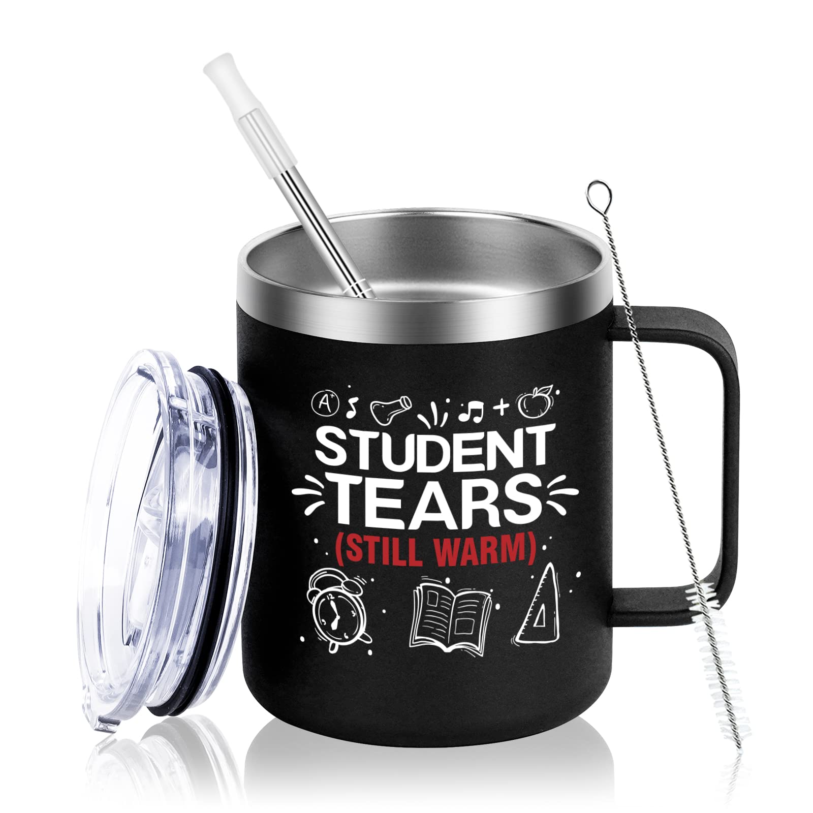 GINGPROUS Funny Teacher Appreciation Gifts, Student Tears Insulated Coffee Mug, Teachers Day Gifts Thank You Gifts for Teacher from Students Birthday Christmas Gifts, 12oz Insulated Travel Mug, Black