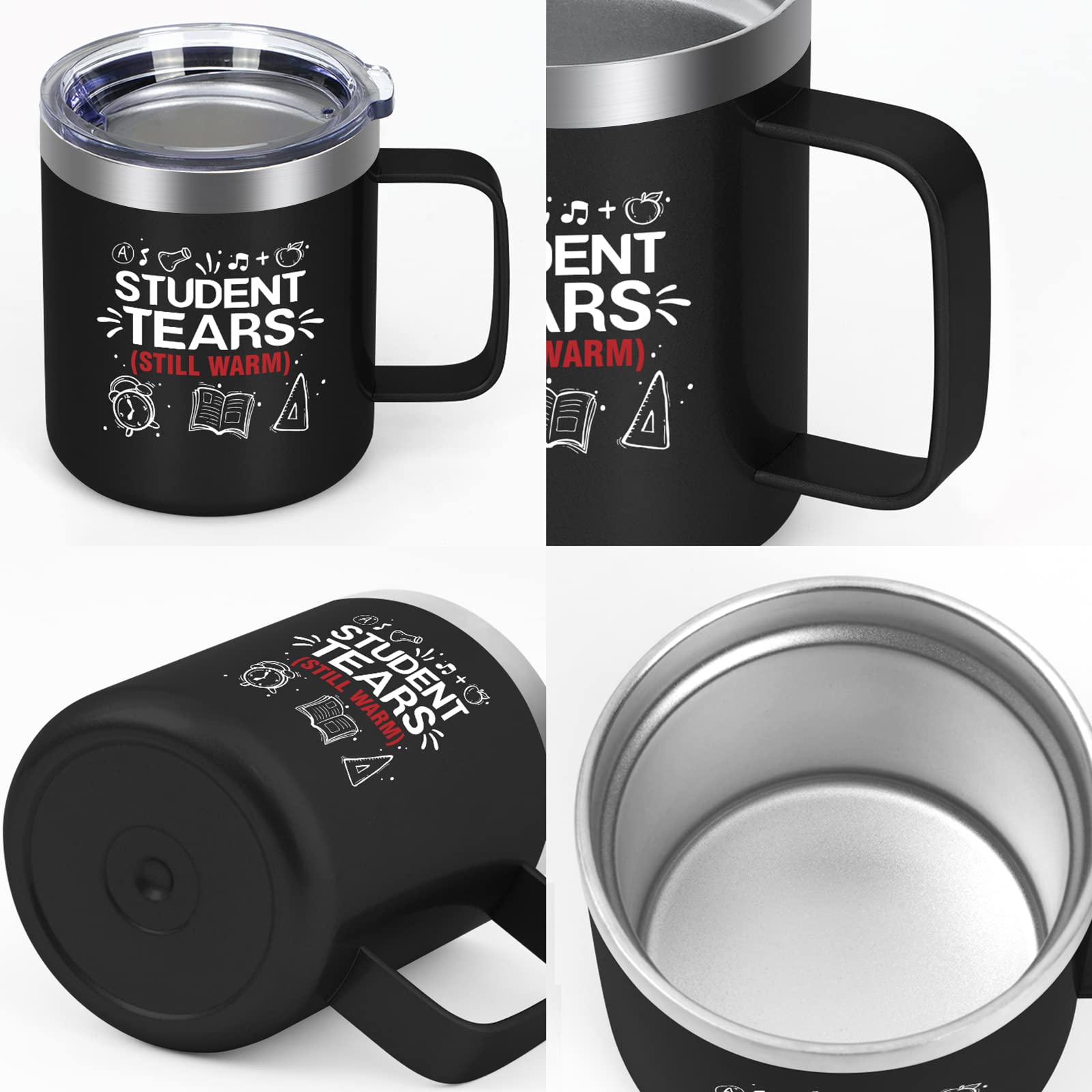 GINGPROUS Funny Teacher Appreciation Gifts, Student Tears Insulated Coffee Mug, Teachers Day Gifts Thank You Gifts for Teacher from Students Birthday Christmas Gifts, 12oz Insulated Travel Mug, Black