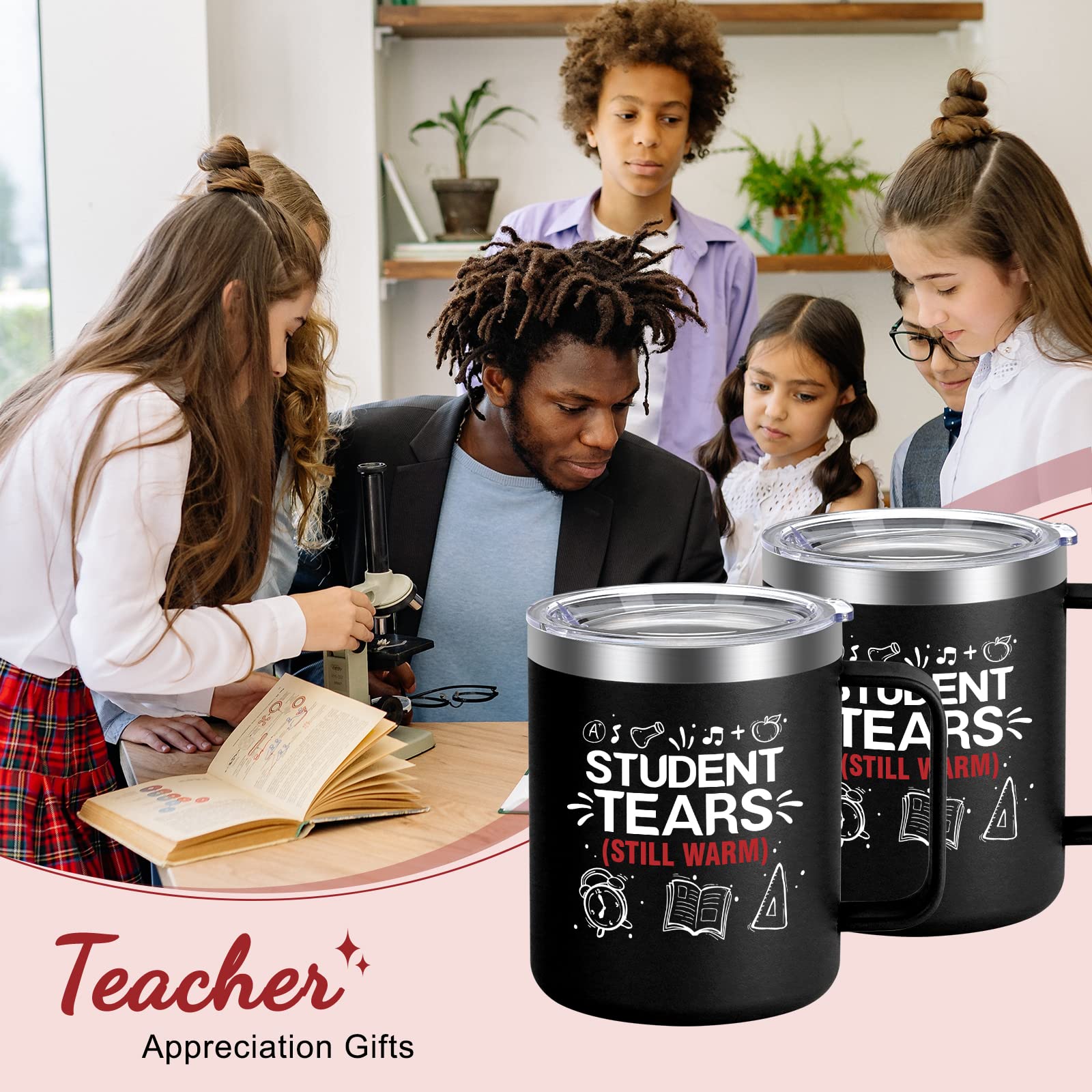 GINGPROUS Funny Teacher Appreciation Gifts, Student Tears Insulated Coffee Mug, Teachers Day Gifts Thank You Gifts for Teacher from Students Birthday Christmas Gifts, 12oz Insulated Travel Mug, Black