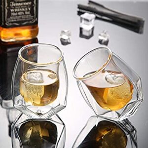 Whiskey Glasses Set of 2, Premium Lead-Free Crystal Clear Scotch Thick Weighted Bottom Rocks Glass with Elegant Box, Great Gift for Father's Day, Dad's Birthday or Scotch Lovers and Man