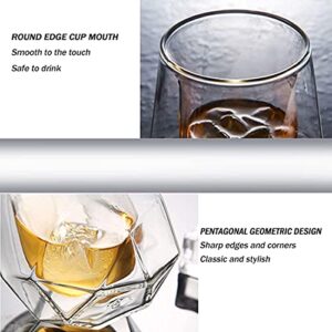 Whiskey Glasses Set of 2, Premium Lead-Free Crystal Clear Scotch Thick Weighted Bottom Rocks Glass with Elegant Box, Great Gift for Father's Day, Dad's Birthday or Scotch Lovers and Man