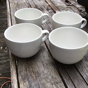 large grand ceramic white mugs for cappuccino, coffee, latte, cereal, ice cream, etc., set of 4, white, 22oz