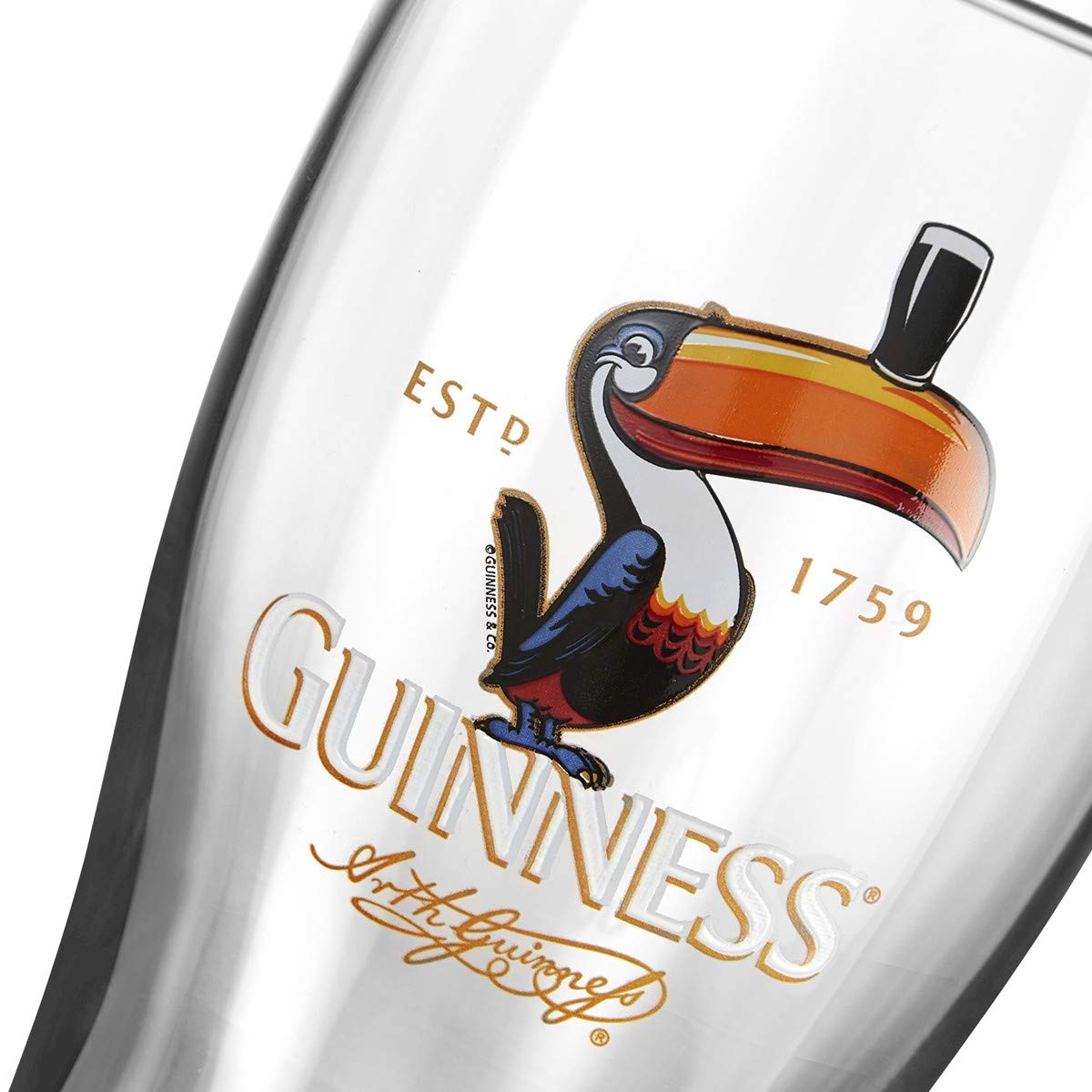 Guinness Toucan Stout Beer Glass Twin Pack | Certified Official Merchandise 20oz Glass | Gifts for Beer Lovers