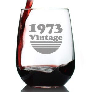 vintage 1973-51st birthday stemless wine glass gifts for women & men turning 51 - bday party decor - large glasses