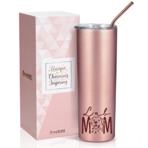 onebttl labrador retriever gifts for women, best labrador gifts for lab mom, 20 oz stainless steel skinny tumbler with lid and straw, perfect for christmas, birthday, gifts box included, rose gold