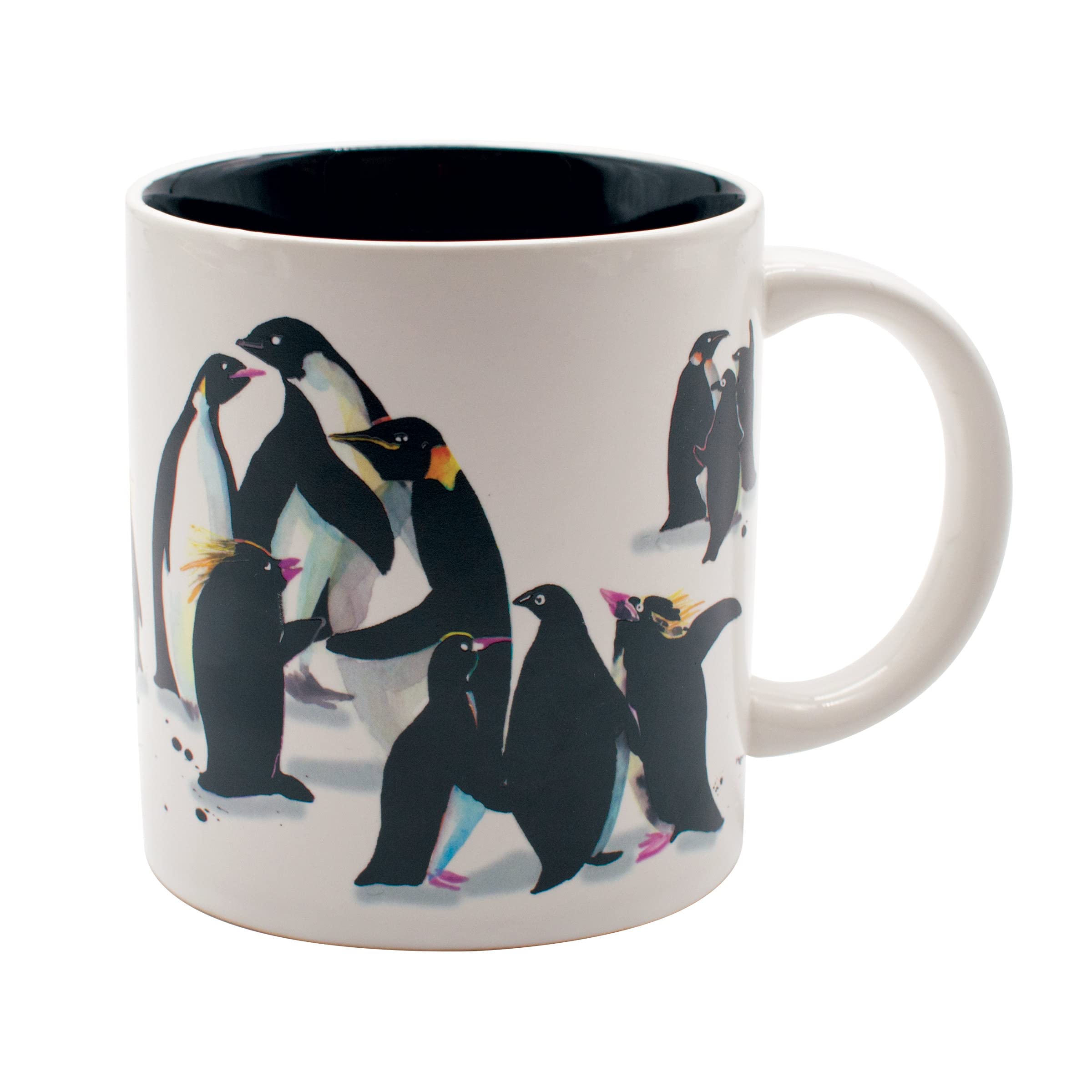 The Unemployed Philosophers Guild Penguin Party Heat Changing Color Transforming Reveal Mug - Add Coffee and the Penguins Start the Festivities