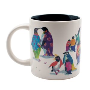 The Unemployed Philosophers Guild Penguin Party Heat Changing Color Transforming Reveal Mug - Add Coffee and the Penguins Start the Festivities