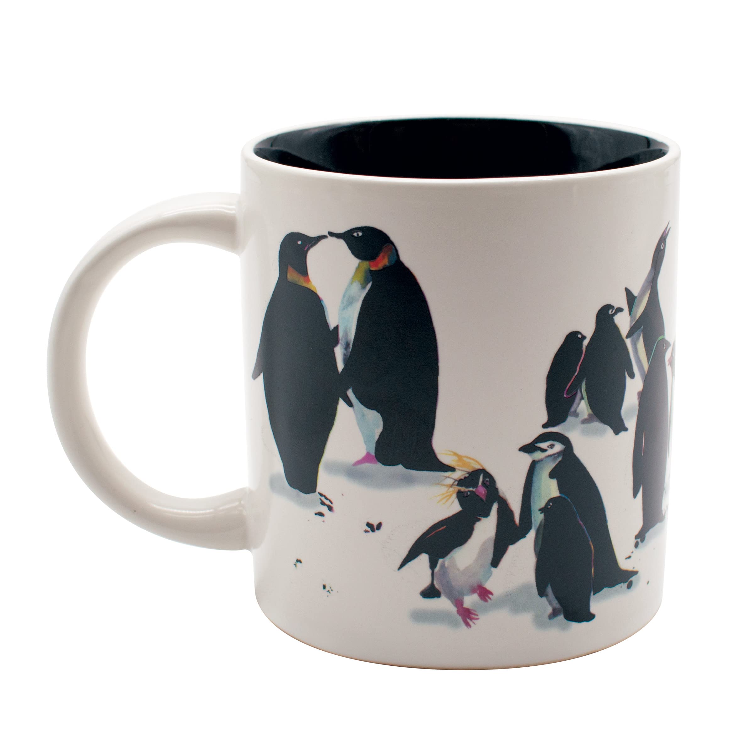 The Unemployed Philosophers Guild Penguin Party Heat Changing Color Transforming Reveal Mug - Add Coffee and the Penguins Start the Festivities