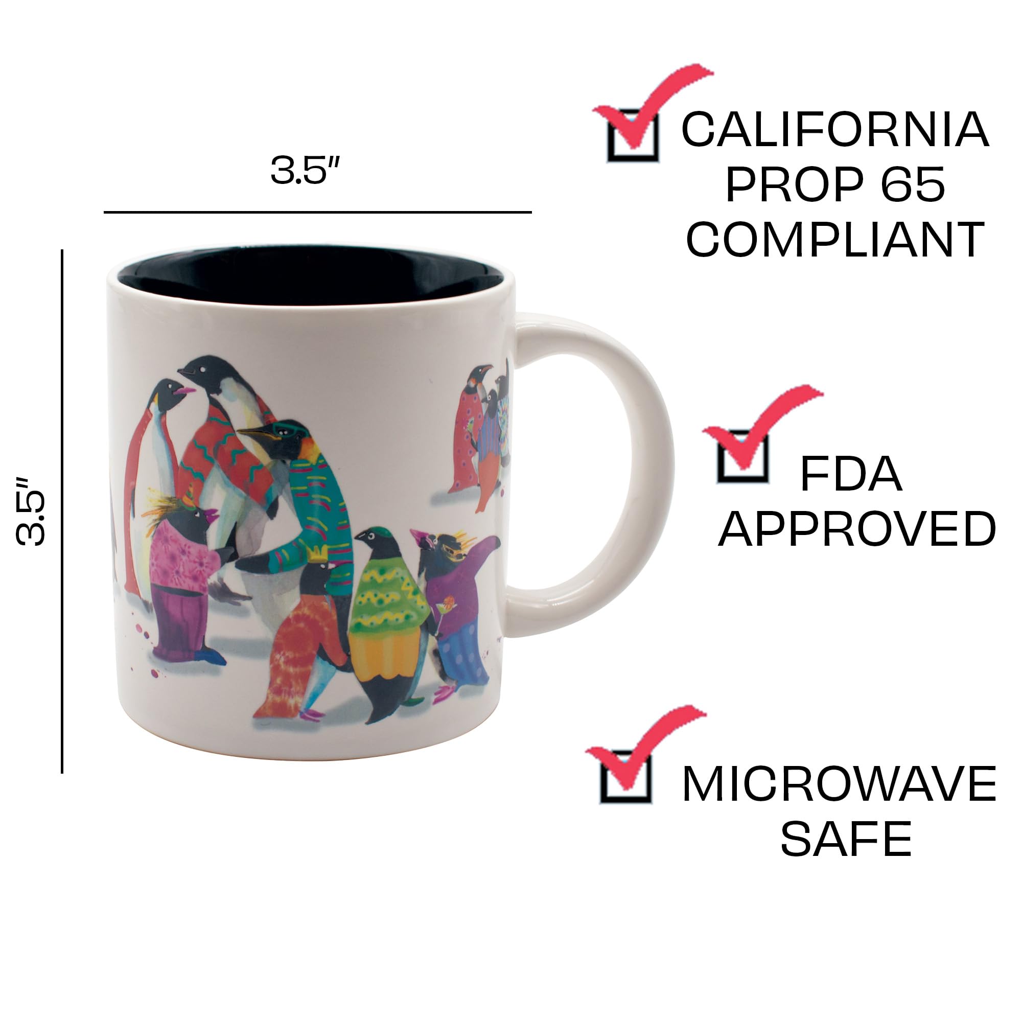 The Unemployed Philosophers Guild Penguin Party Heat Changing Color Transforming Reveal Mug - Add Coffee and the Penguins Start the Festivities