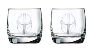 the mandalorian glass set (helmets) - 10 oz capacity - glasses 2-pack - star wars design - heavy base