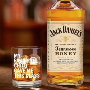 My Favorite Child Gave Me This Funny Whiskey Glasses Gifts for Dad Mom - Novelty Birthday Gifts for Parents, Men, Women, Him, Her, Mom Dad Gifts from Kids, Daughter, Son, Present for Parents, 11 oz