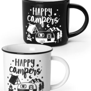 Nefelibata Camping Coffee Mug Christmas Gifts Camping Tea Cups Travel Drinking mugs for Couples, Ceramic Mug His and Hers Anniversary Present Gifts Set of 2