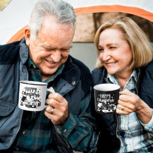 Nefelibata Camping Coffee Mug Christmas Gifts Camping Tea Cups Travel Drinking mugs for Couples, Ceramic Mug His and Hers Anniversary Present Gifts Set of 2