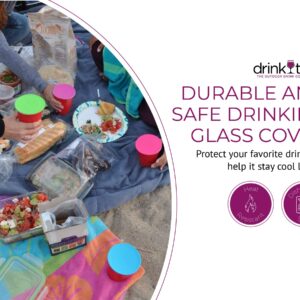 Coverware Drink Tops Tap & Seal Outdoor Drinking Glass Cover - Gently Suctions to Glasses to Keep Particles Out & Reduce Splashing - For Wine Glasses, Coffee & Tea Mugs, Beverage Glasses - 4 Pack