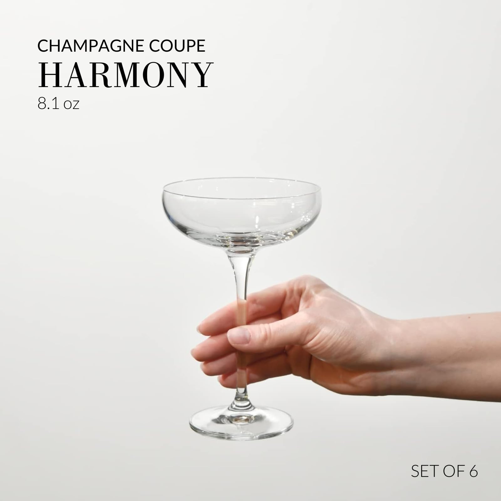 Krosno Champagne Coupe Glasses | Set of 6 | 8.1 oz | Harmony Collection | Perfect for Home Restaurants and Parties | Suitable for Serving Sparkling Wine | Dishwasher Safe | Gift Idea | Made in EU