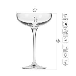 Krosno Champagne Coupe Glasses | Set of 6 | 8.1 oz | Harmony Collection | Perfect for Home Restaurants and Parties | Suitable for Serving Sparkling Wine | Dishwasher Safe | Gift Idea | Made in EU