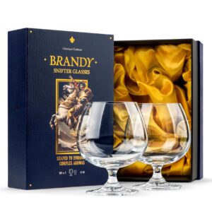 Large 21 oz Crystal Brandy and Cognac Snifter Glasses | Set of 2 Short Stem Giant Sniffer Bowls | Drinking and Tasting Glassware for Bourbon, Scotch, Tequila, Armagnac, Rum, Beer, Liquor