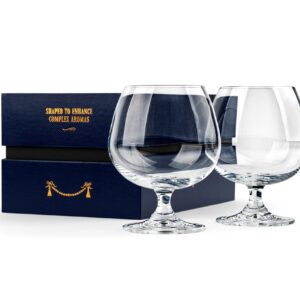 Large 21 oz Crystal Brandy and Cognac Snifter Glasses | Set of 2 Short Stem Giant Sniffer Bowls | Drinking and Tasting Glassware for Bourbon, Scotch, Tequila, Armagnac, Rum, Beer, Liquor