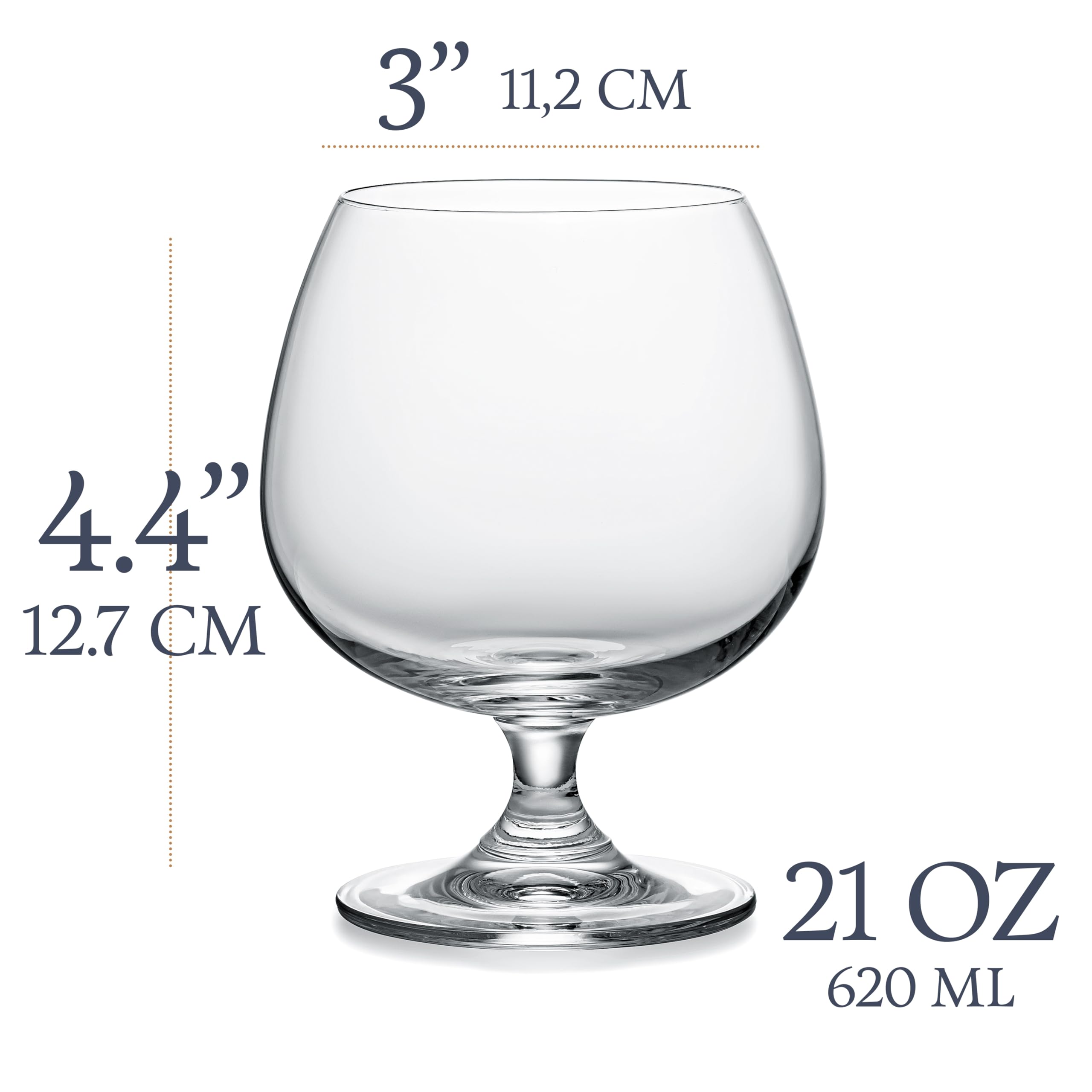 Large 21 oz Crystal Brandy and Cognac Snifter Glasses | Set of 2 Short Stem Giant Sniffer Bowls | Drinking and Tasting Glassware for Bourbon, Scotch, Tequila, Armagnac, Rum, Beer, Liquor