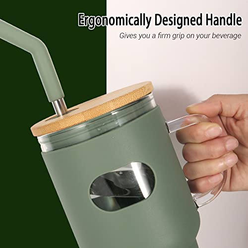 AOOTOOSPORT 32 Oz Tumbler Water Bottle Glass Coffee Cups With Straw and Lid Spill Proof BPA Free