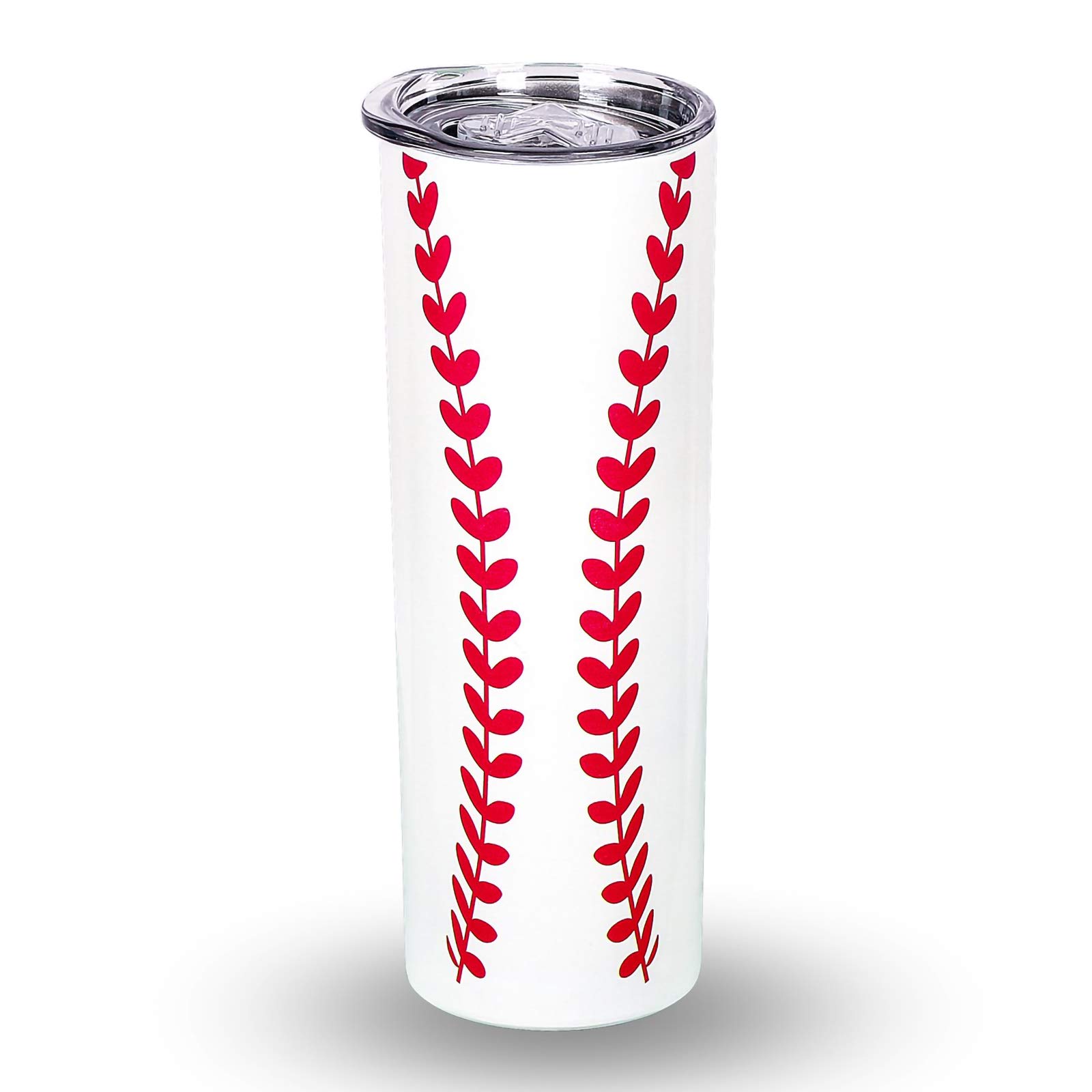 YHSHYZH Baseball Tumbler Cup with Lids, Skinny Travel Coffee Mug 20oz Stainless Steel Insulated Cold & Hot Cups Baeball Coaches Accessories Baseball Gifts for Women Baseball Mom (L, white)