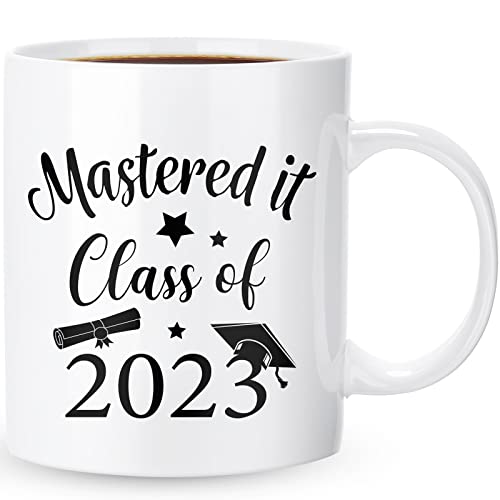 Cunhill Graduation Gifts for Mastering Degree, Mastered It 2023 Coffee Mug 11 oz Masters Graduation Mug Gifts Farewell Gifts for Her Him Women Men High School College Graduation (2023)